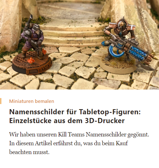Review zu unseren Namensschildern – Tabletop Forge